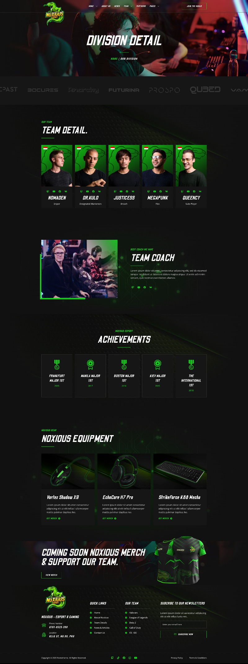 Noxious - Esport & Gaming Elementor Template kit by Rometheme | ThemeForest